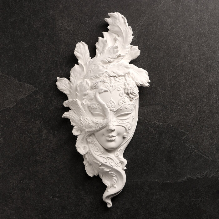 Венецианская маска «Красотка», панно под роспись, гипс, 34 см