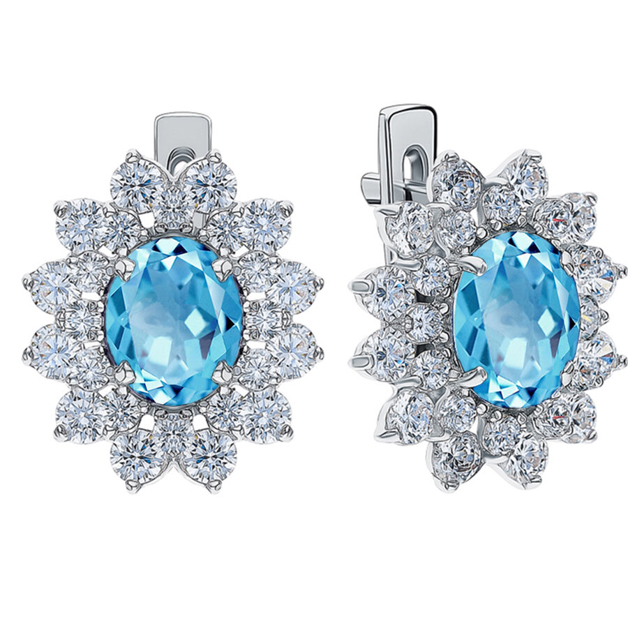 Серьги, серебро, 925 проба, родирование, фианит