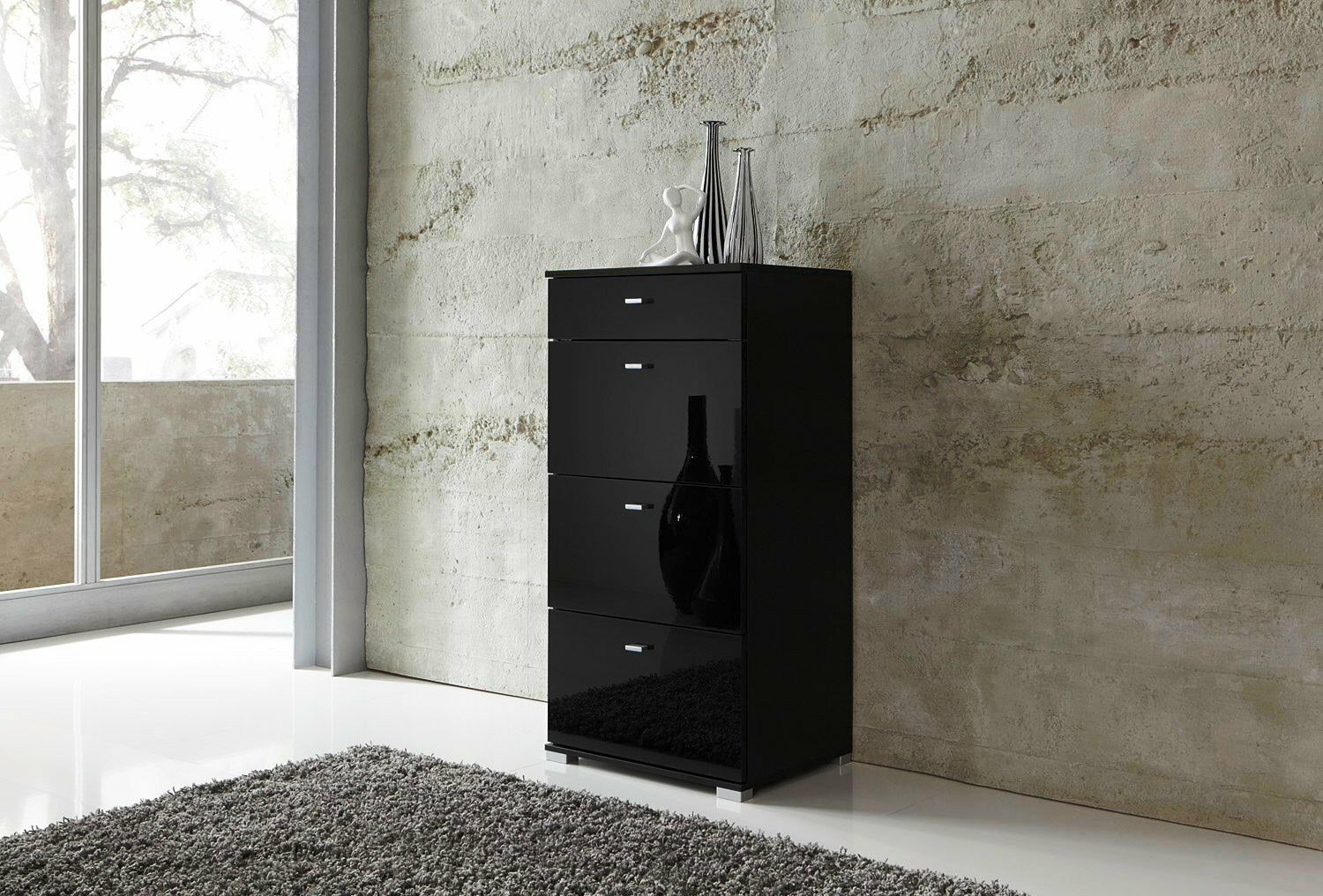 Комод Хоршед 3 МДФ (черный) NEW 60x51x90 см, черный, черный мдф GOODFORM