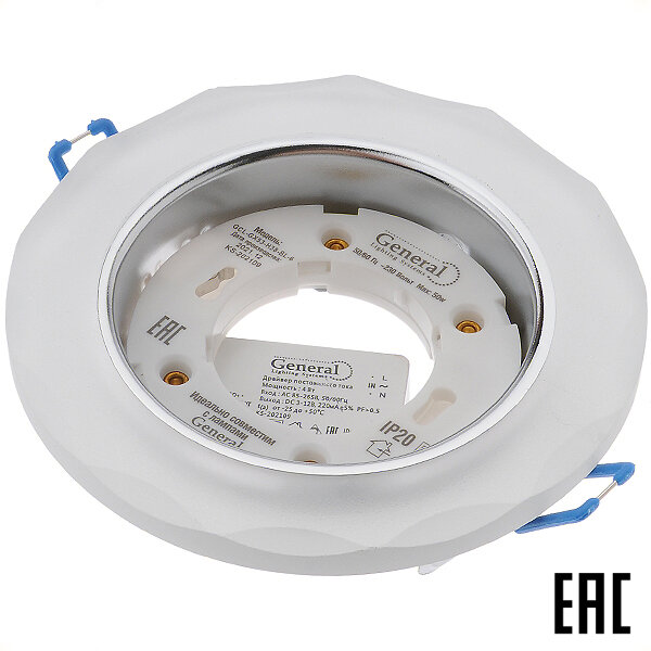 Светильник 661153 GCL-GX53-H38-BL-6 220В GX53 встраиваемый c подсв. фигурный мат. стекло IP20 (General) (2 шт. в комплекте)