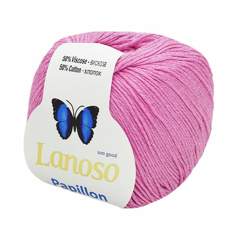 Пряжа Papillon Lanoso, розовый - 946, 50% хлопок, 50% вискоза, 6 мотков, 50 г, 210 м.