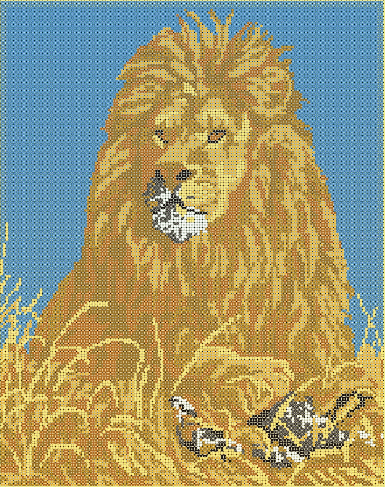 Вышивка бисером картины Лев 30*38см