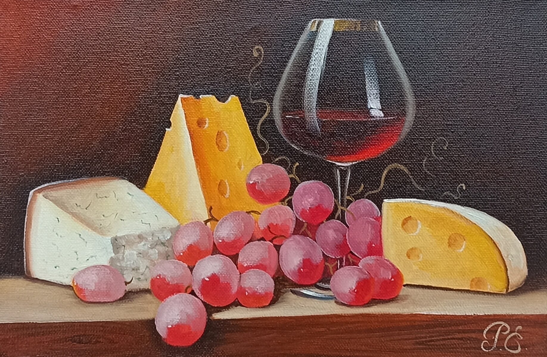 Картина масло/холст. 100% ручная работа, 100% живопись от Художественной мастерской Грёзы. Картина из серии "Натюрморты в голландском стиле" (гладкое, не мазковое написание картины - так писали старые голландские мастера). Размер картины 20х30 см.