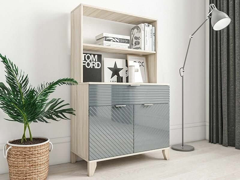 Комод для вещей "Сканди 29" 80х130х40, дуб сонома / графит глянец