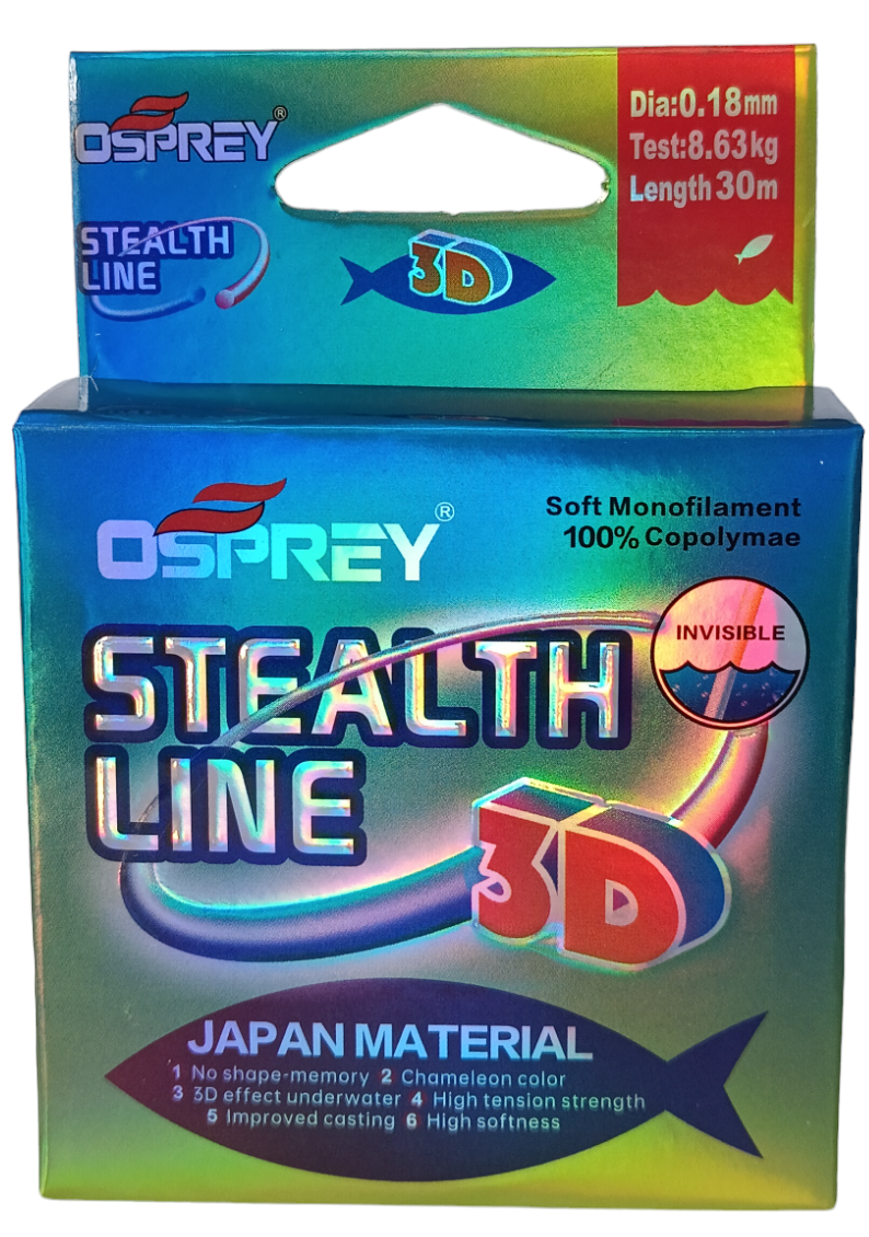 Монофильная леска хамелеон OSPREY STEALTH Line 3D, 0.18 мм, 30 метров