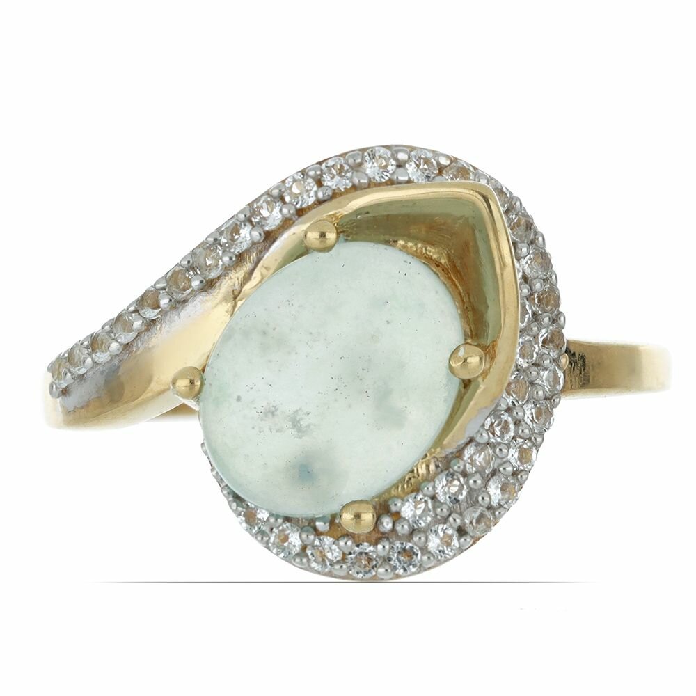 Перстень, серебро, 925 проба, золочение, топаз