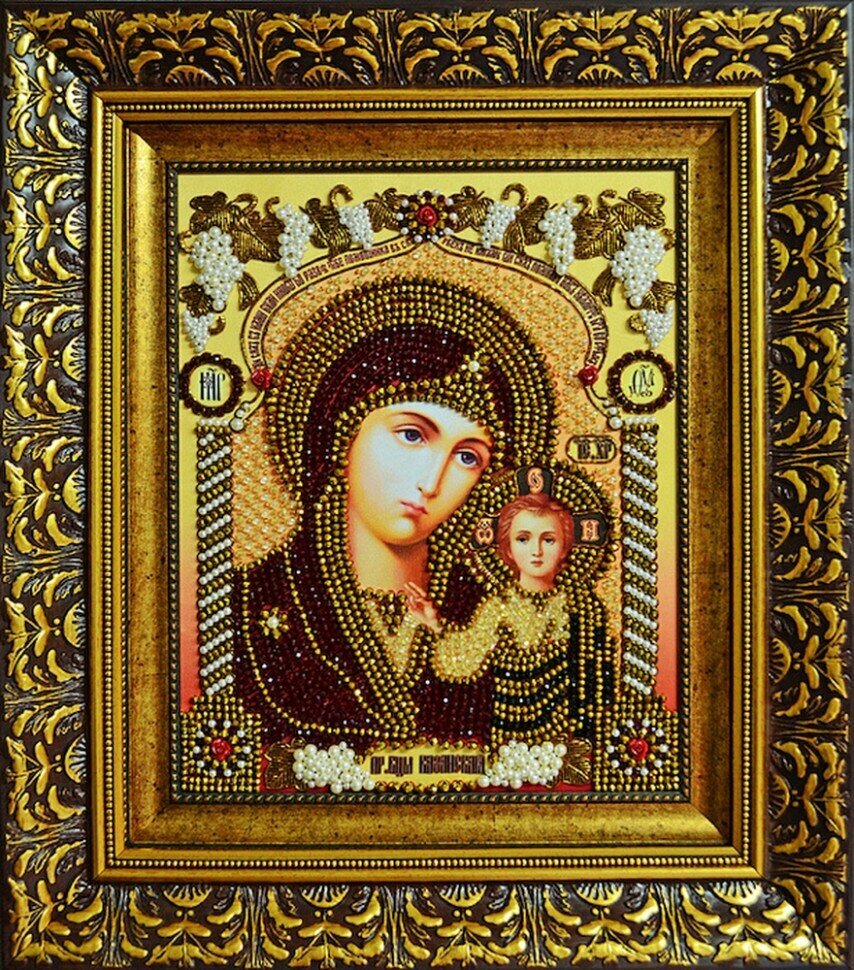 Набор для вышивания Хрустальные грани #И-2 Образ Божьей Матери "Казанская", Вышивка бисером, 23.5 х 30.5 см