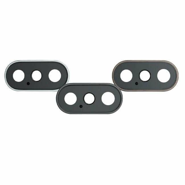 Стеклянный объектив (стекло, линза камеры) в металлической рамке для iPhone Xs, Xs Max Серый