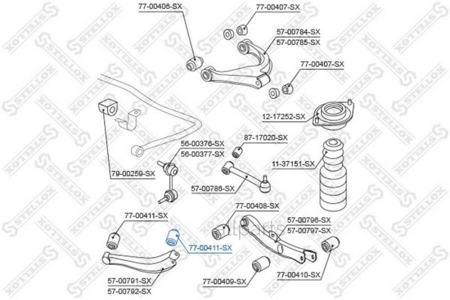 STELLOX 7700411SX сайлентблок рычага зад. подв!\ Subaru Forester/Impreza/Legacy