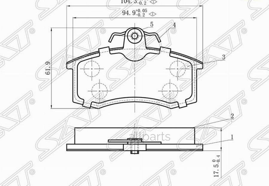 SAT ST-410805PA0A Колодки тормозные (Спереди) LADA Granta 11- / Datsun on-DO 14-19