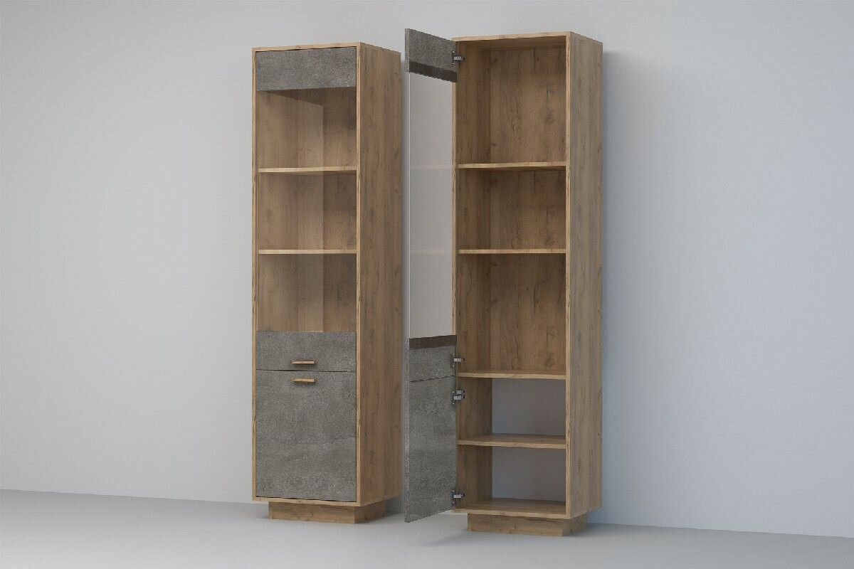 Шкаф-пенал "Эго" ПС-1 (ПД) Дуб Крафт Золотой/Камень Темный