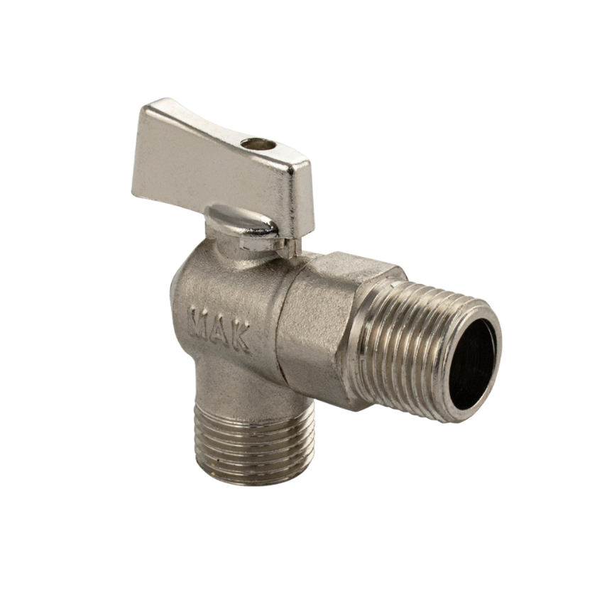 Кран универсальный, угловой, шаровый, под ключ 1/2"х1/2"