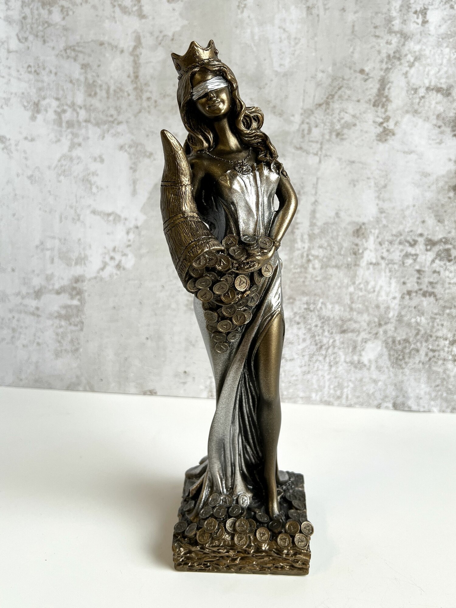Статуэтка Фортуна богиня удачи 30 см. Бронза/серебро. Гипс