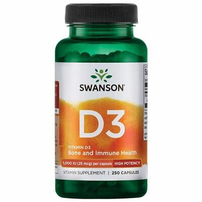 Витамины Swanson Vitamin D3 High Potency 1000 lu 25 мкг 250 капсул