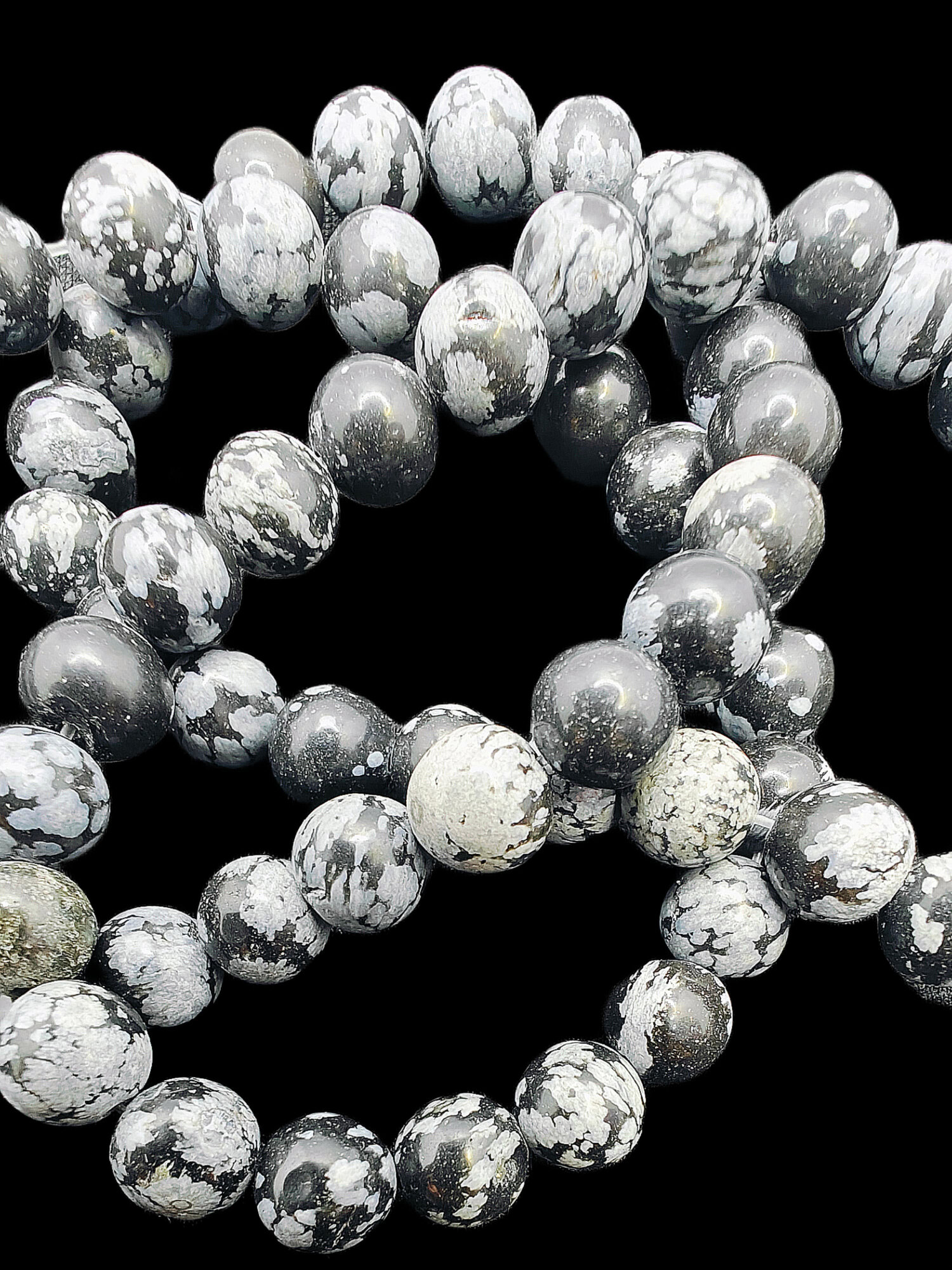 Обсидиан снежный бусины шарик 8 мм, 36-38 см/нить, около 50 шт, для браслетов, бус, украшений