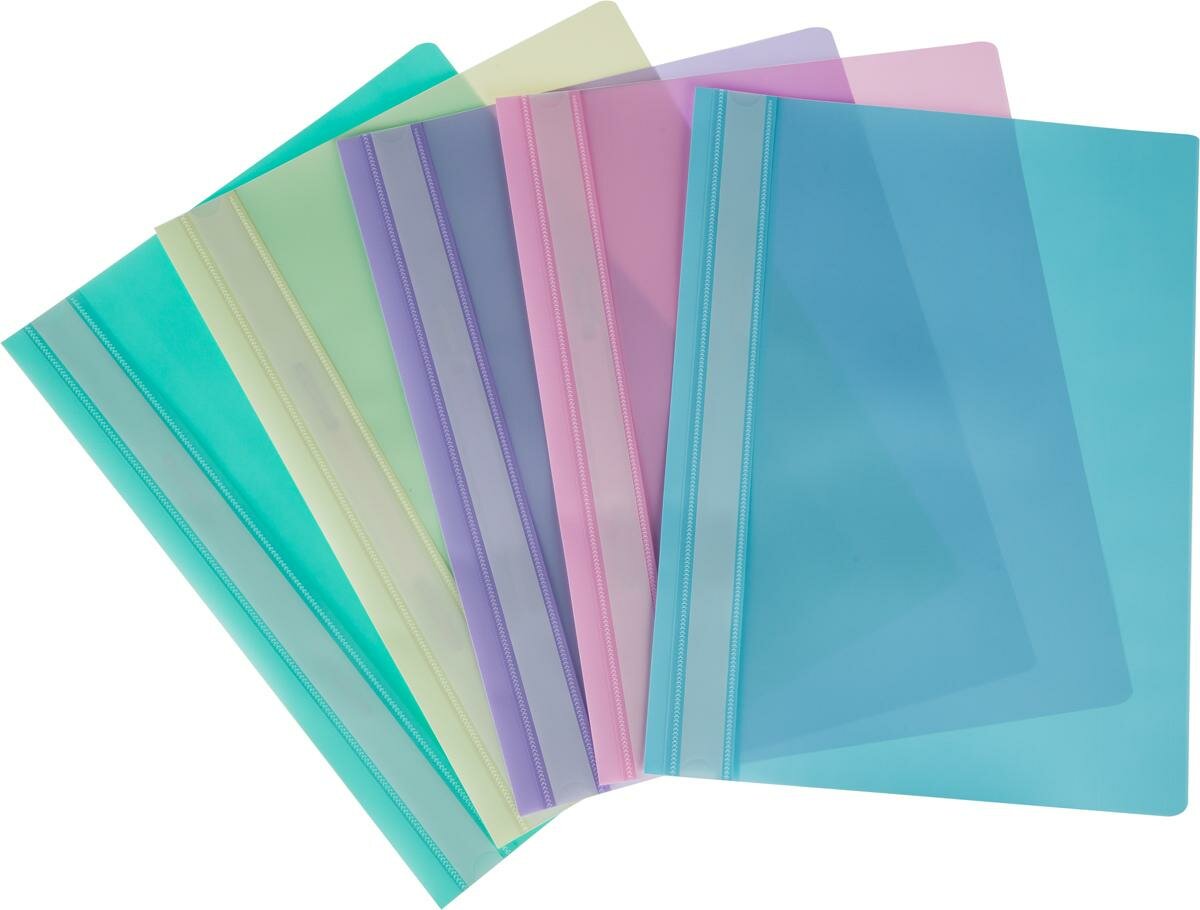 Скоросшиватель пластиковый Attache Акварель 10шт/уп глб, бир, жлт, срн, роз 1561907