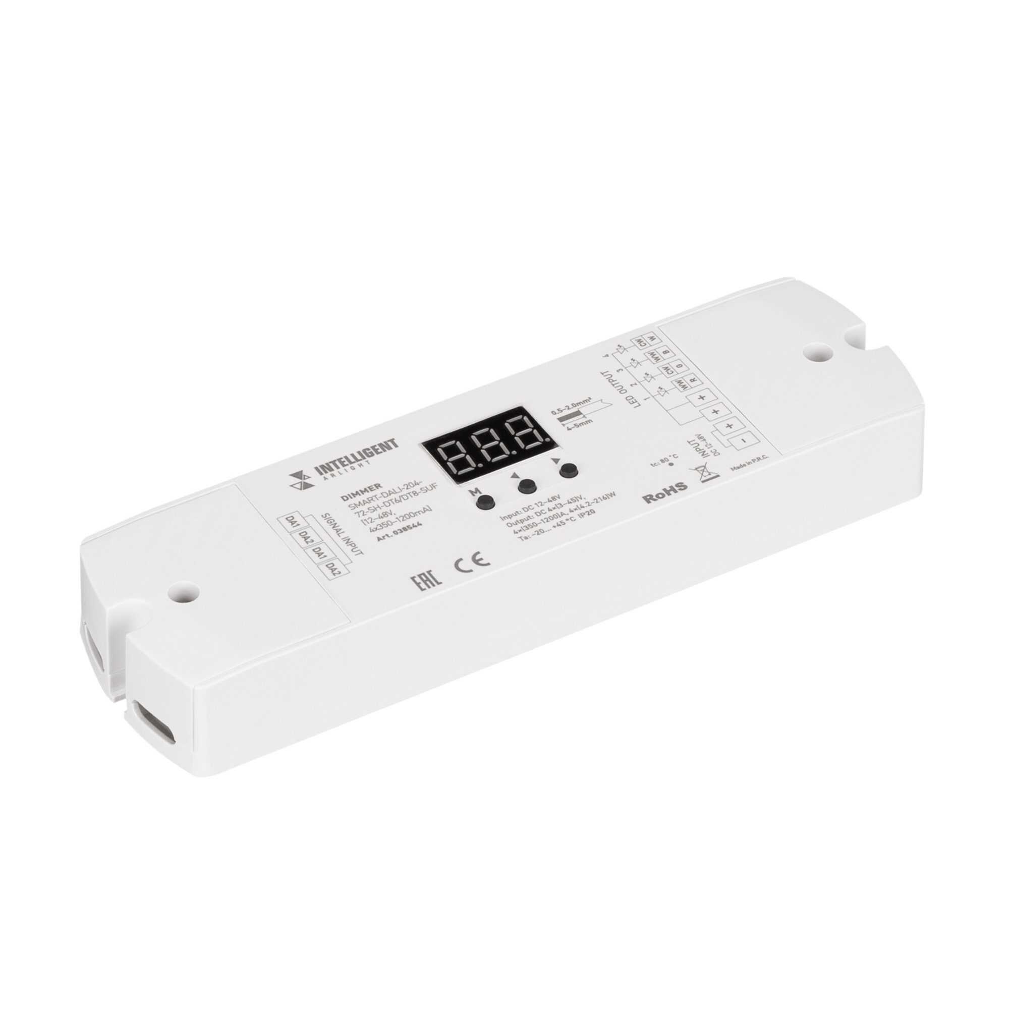 INTELLIGENT ARLIGHT Диммер SMART-DALI-204-72-SH-DT6/DT8-SUF (12-48V, 4x350-1200mA) (IARL, IP20 Пластик, 5 лет) 038544