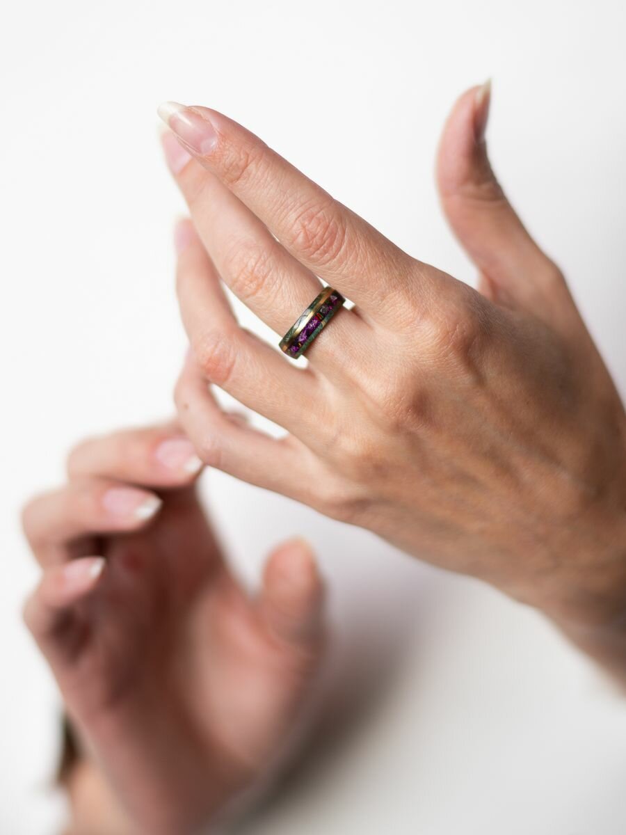 Кольцо, аметист, опал синтетический