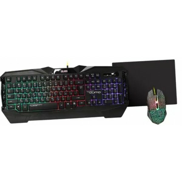 Комплект клавиатура+мышь Qumo Solaris проводной, USB, 2200 DPI, чёрный