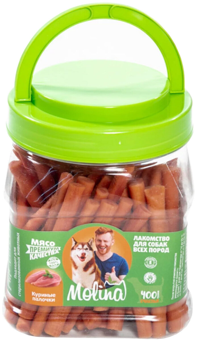 Лакомство MOLINA для собак всех пород куриные палочки 400 гр 1 шт