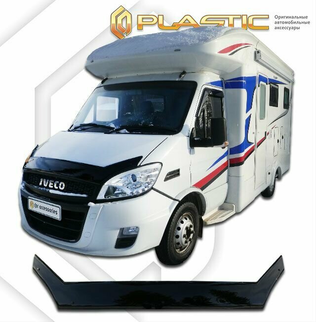 Дефлектор капота для Iveco Baudi На базе Iveco Daily 2018 г. -н. в. Черный глянцевый СА Пластик