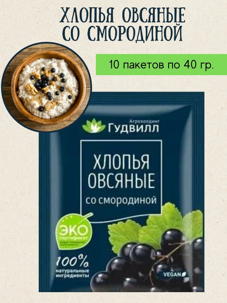 Гудвилл Овсяные хлопья со смородиной 10 пакетиков по 40гр
