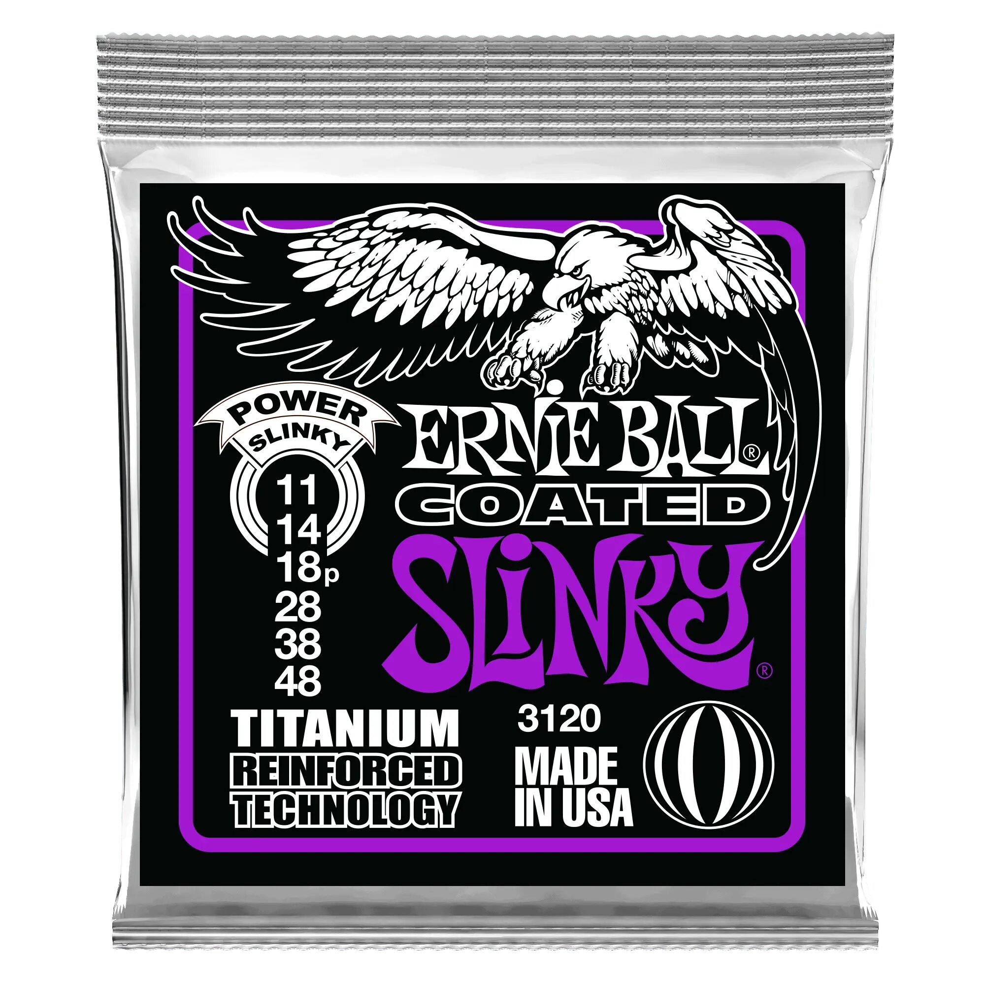 Струны для электрогитары Ernie Ball 3120 Power Slinky Coated Titanium RPS 11-48
