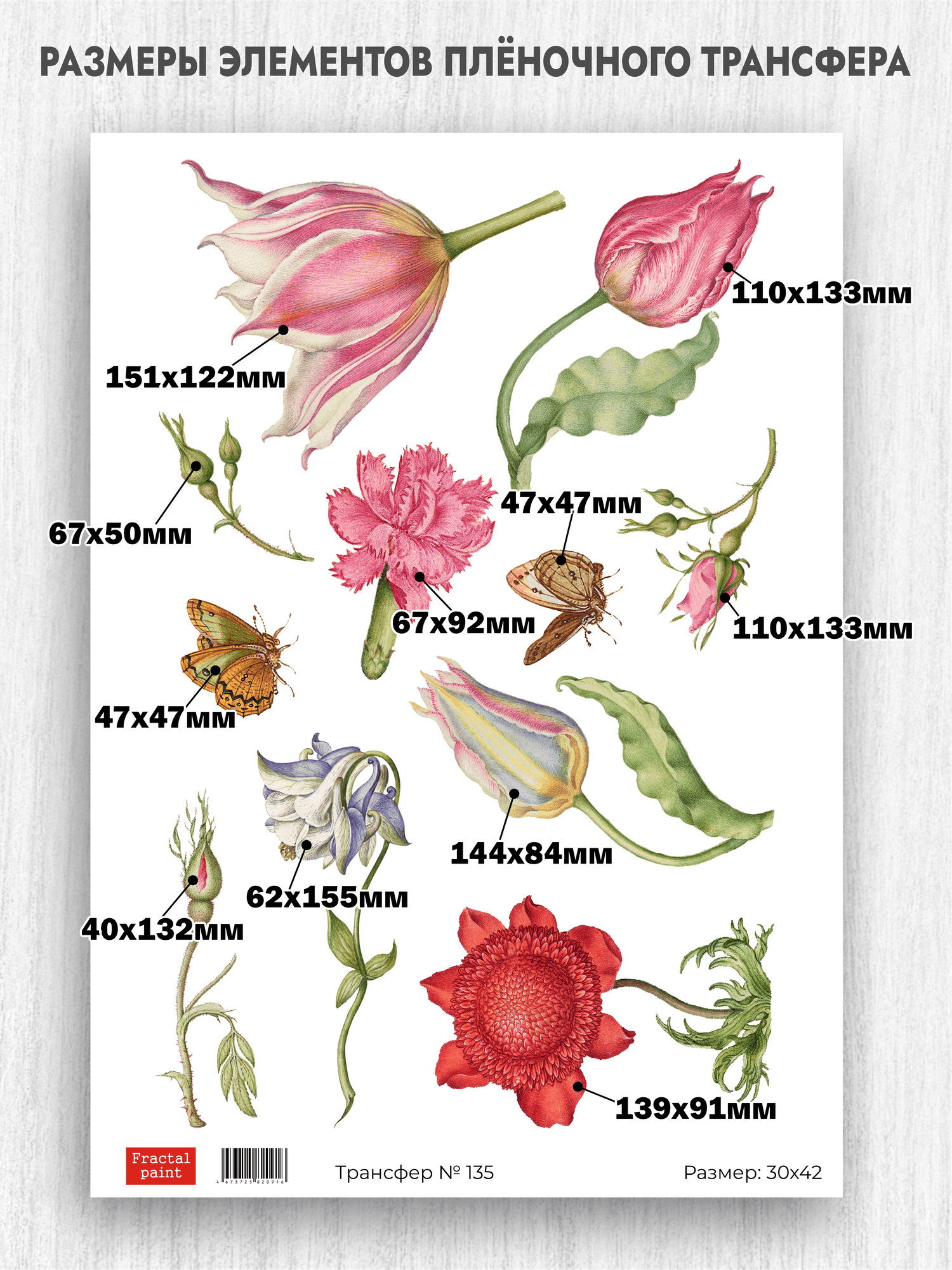 Трансфер для декупажа переводной рисунок для поверхностей 135 (А3)