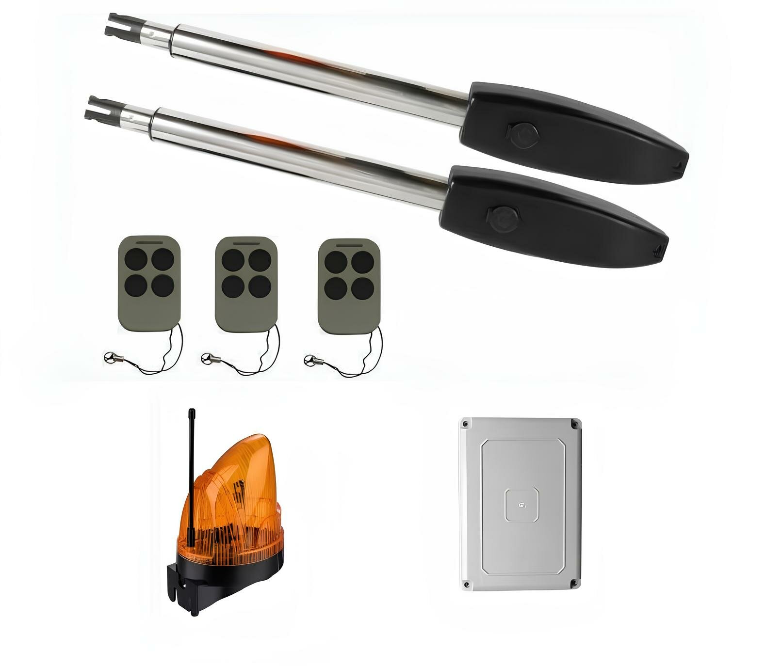 Автоматика для распашных ворот KSW-2500 L-T3-1K, комплект: 2 привода, блок управления, 3 пульта, лампа