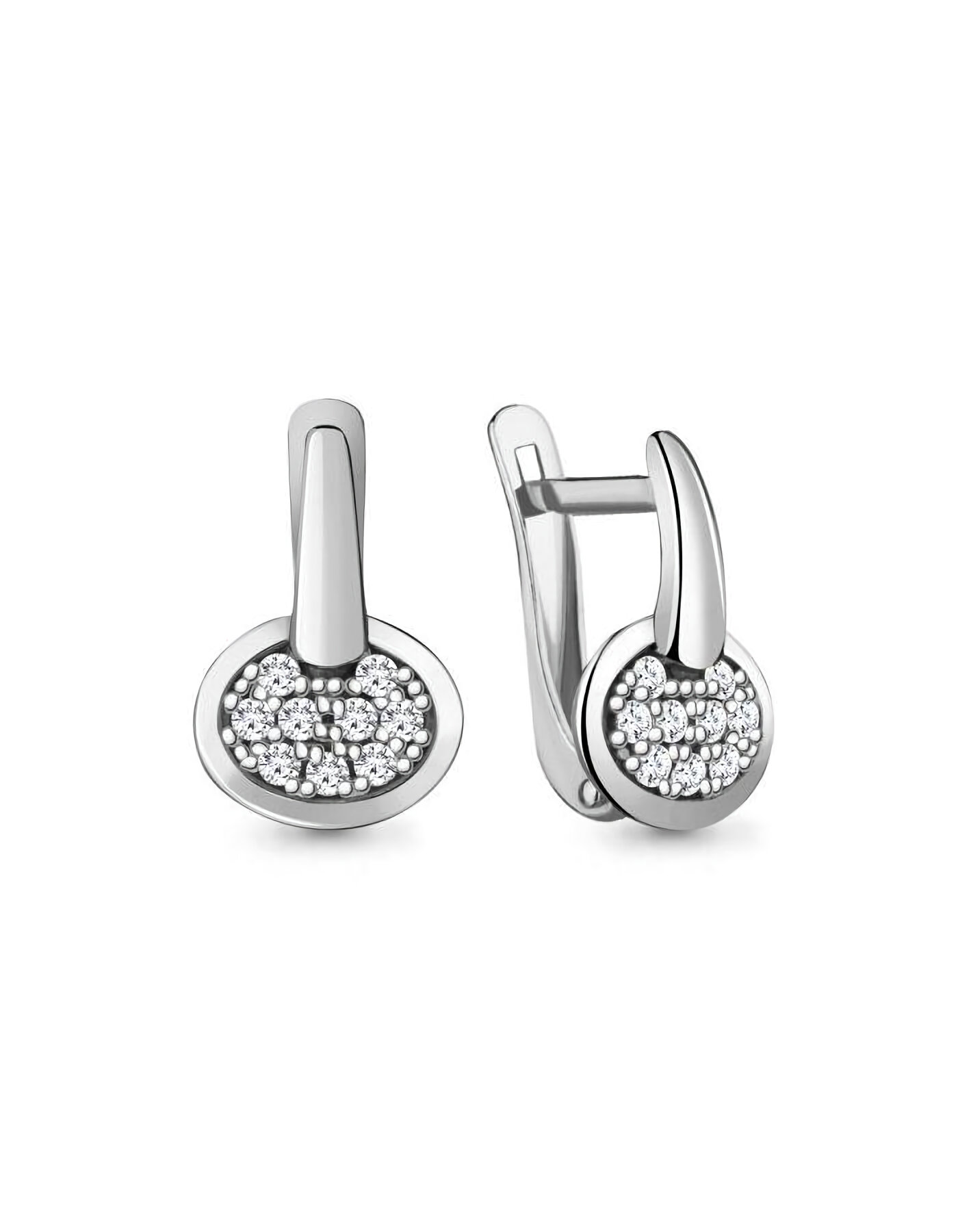 Серьги, серебро, 925 проба, родирование, фианит