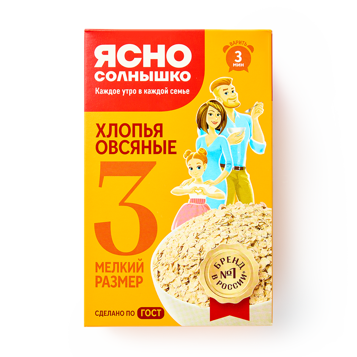 Овсяные хлопья Ясно Солнышко №3, без добавок, 350 грамм, 1 упаковка