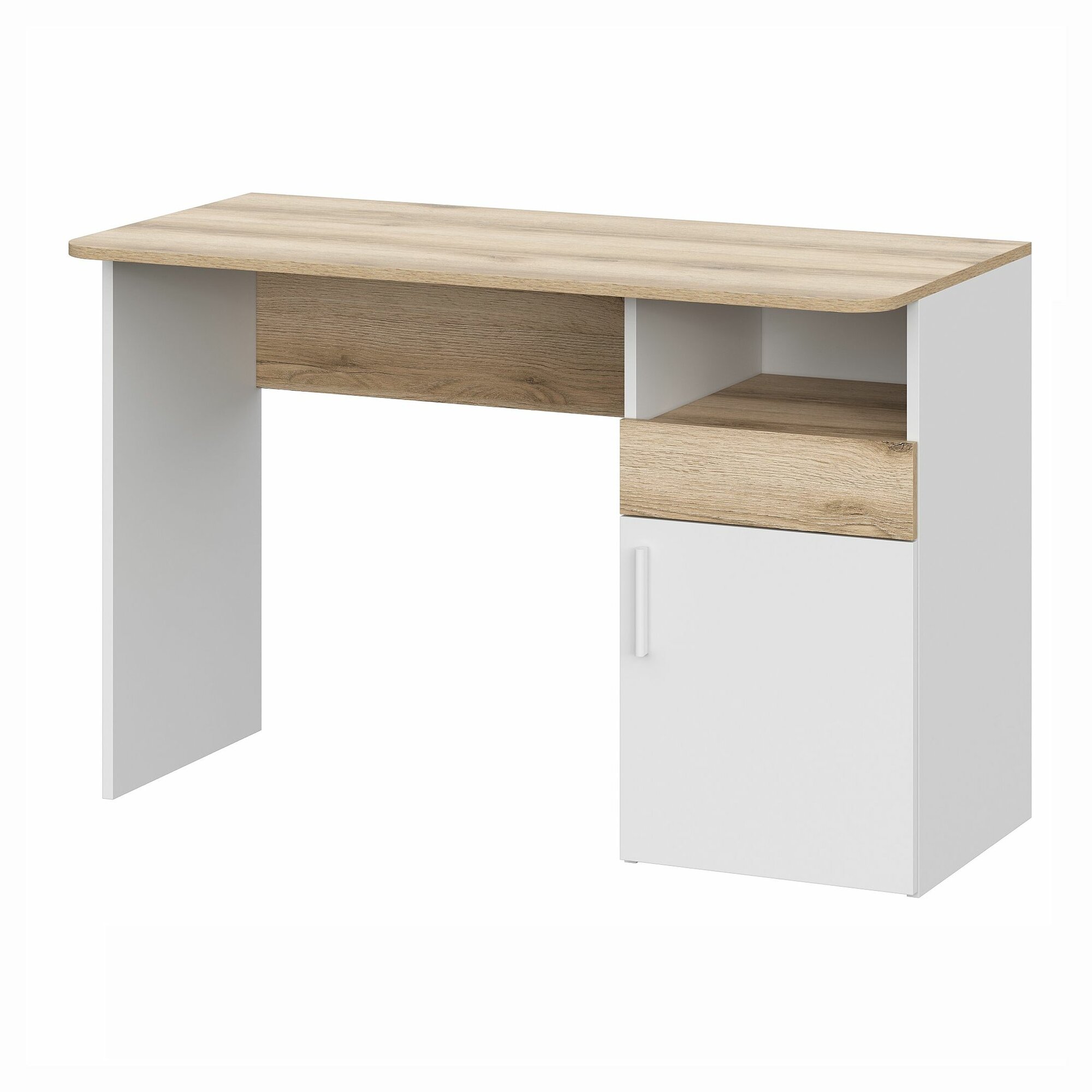 Стол письменный Геометрия-9, с ящиком и дверцей от Астрид-Мебель, 115х56х75 см, цвет Дуб Делано/Белый