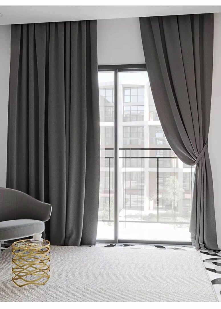 Шторы Blackout, блэкаут, 3 м x 2,5 м, непрозрачные, темно-серые