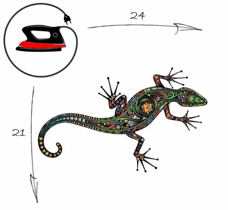 Термотрансфер "Ящерица" 21х24, наклейка на одежду