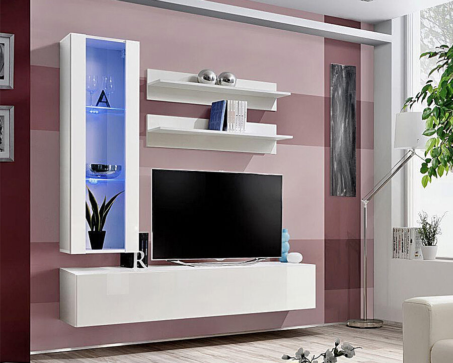 Модульная гостиная Лана 2.1 МДФ (белая) (312597) NEW 160x40x166 см, белый Дом мебели для вас в наличии