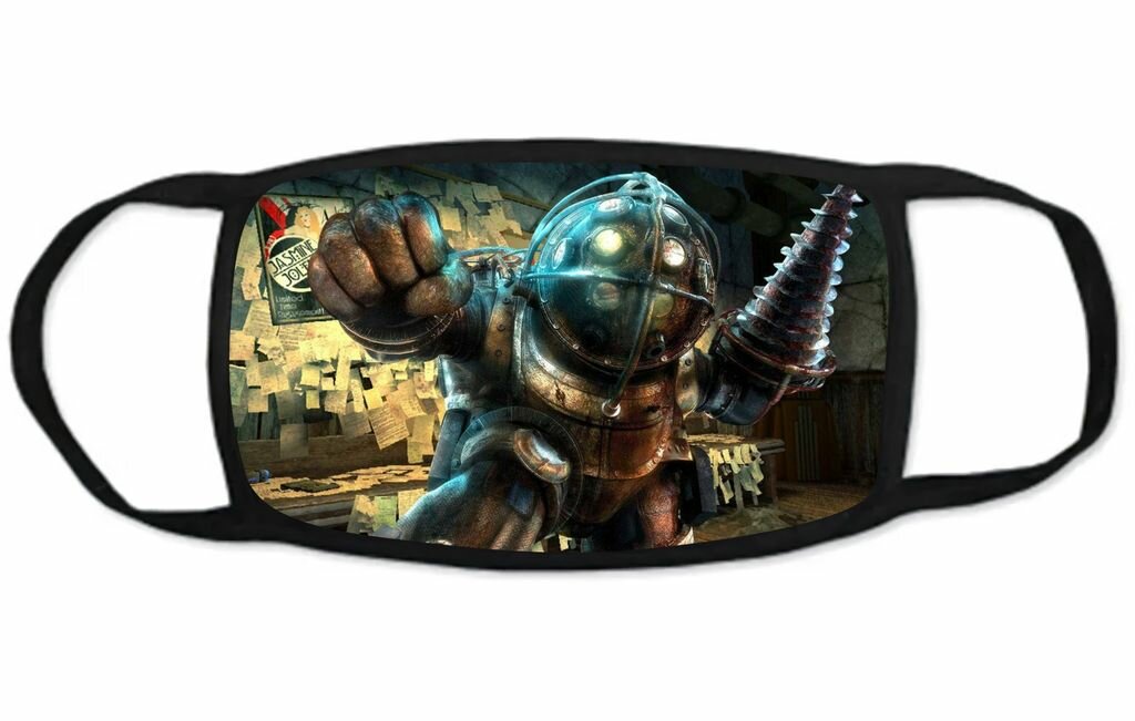 Маска защитная тканевая на лицо BioShock, Биошок №9, Взрослая - 20 на 12,5 см