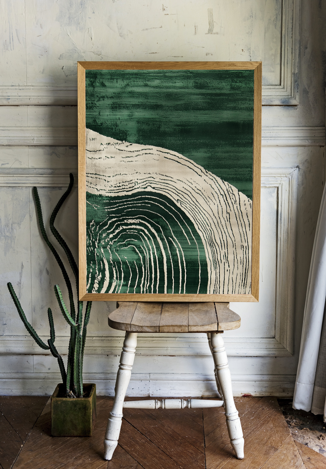 Постер "Абстракция в зеленых и бежевых тонах" 50x70 без рамы