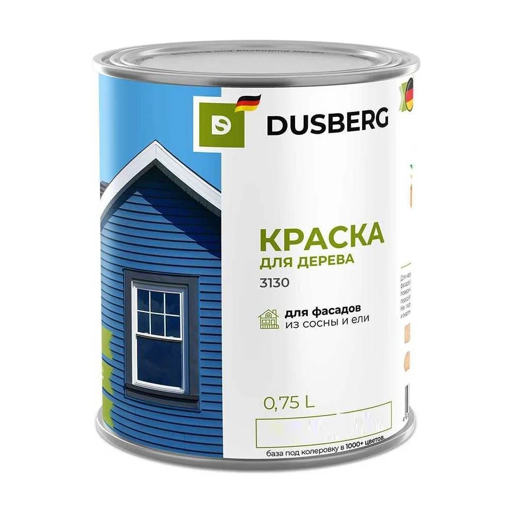Dusberg 3130. краска бесцветная для деревянных фасадов, заборов, беседок из древесины мягких хвойных пород 0.75л. цвет 2045 прозрачно желто-оранжевый 3130-750-Dus2045