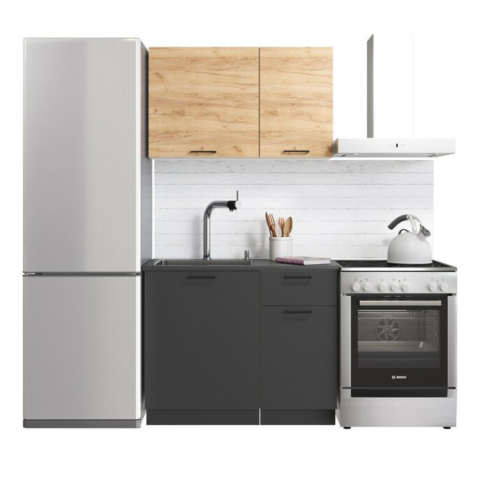 Кухонный гарнитур прямой для маленькой кухни Simple, без столешницы, 1000 мм, цвет дуб золотой крафт/антрацит