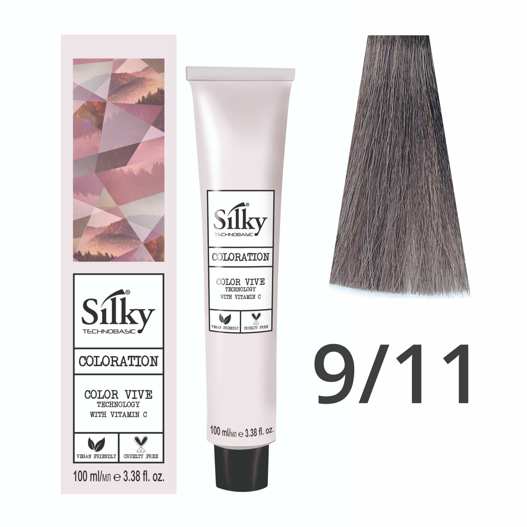 Краска для волос профессиональная Silky Color Vive/Ultralift 9/11 Блонд Пепельный интенсивный, 100 мл