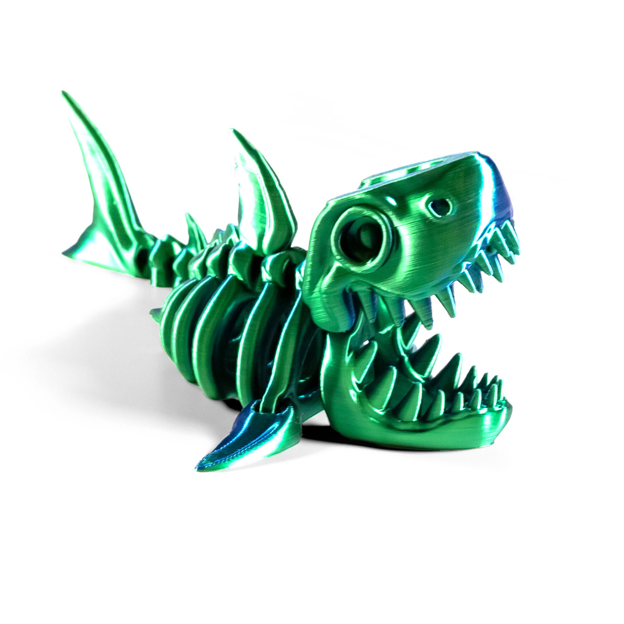 Веселая Акула-скелетон, гибкая шарнирная игрушка-антистресс, сине-зеленая