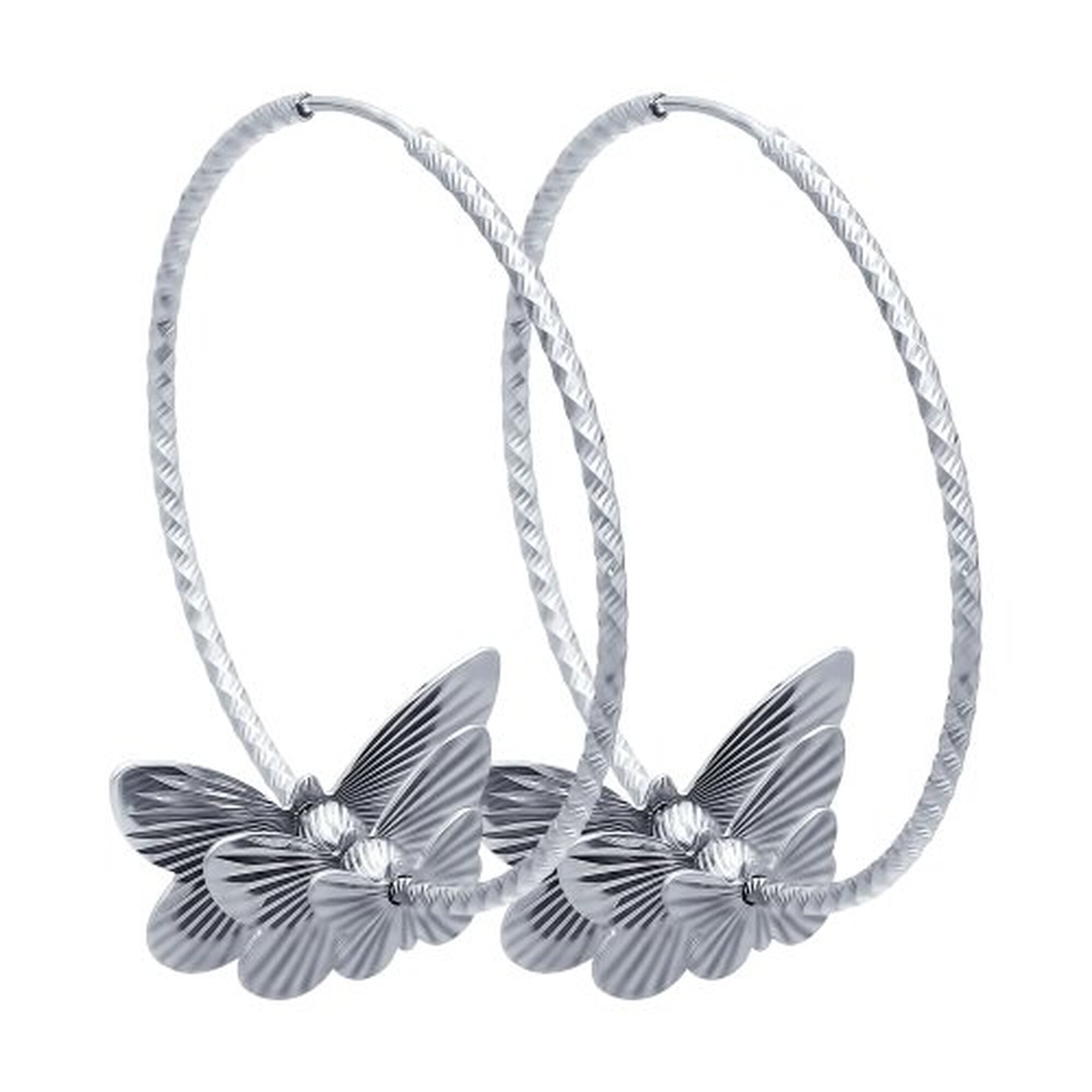 Серьги конго, серебро, 925 проба, родирование