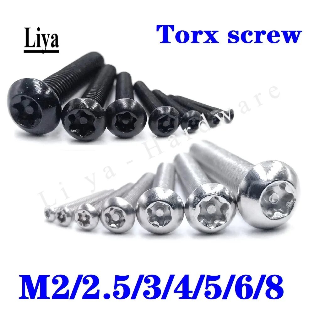 Винты Torx HPCLE из нержавеющей стали M2-M8 M8 5pcs, 304 black, 25mm