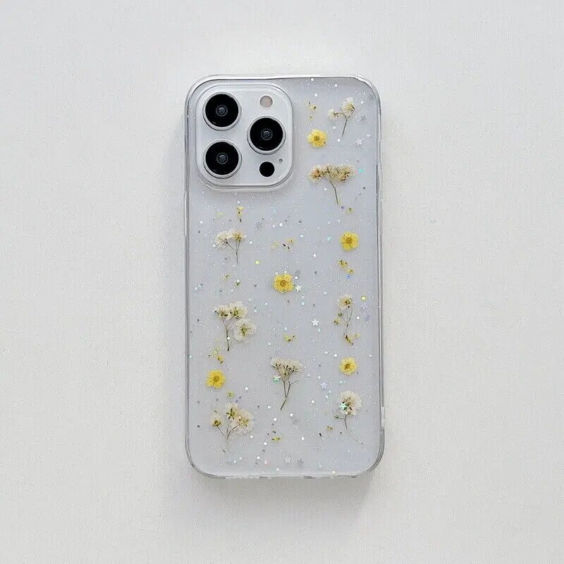Чехол с сухими цветами для iPhone 11, желтый, эпоксидная смола
