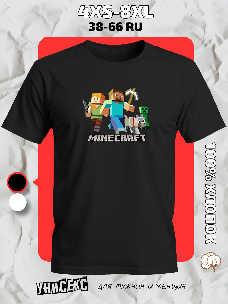 Футболка с принтом Minecraft Майнкрафт Стив и Алекс