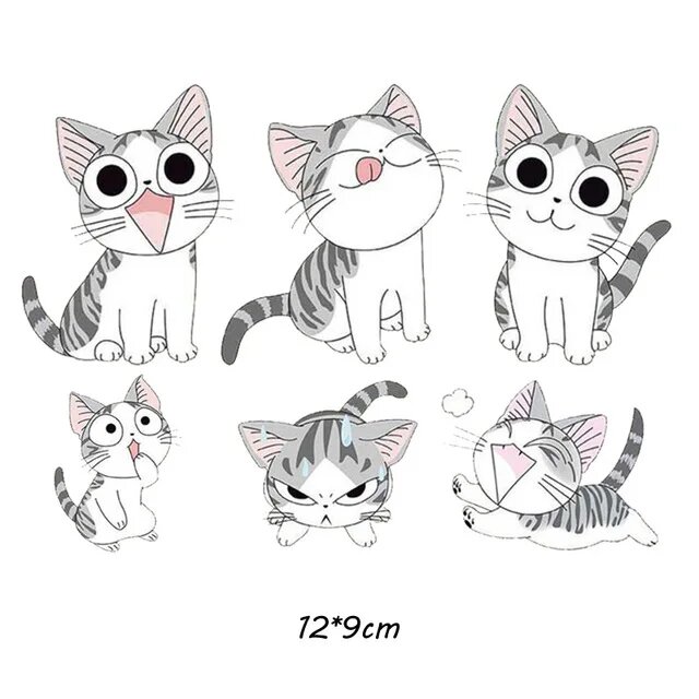 Термоаппликации кошки, 12*9 см, Белый, J-61-32