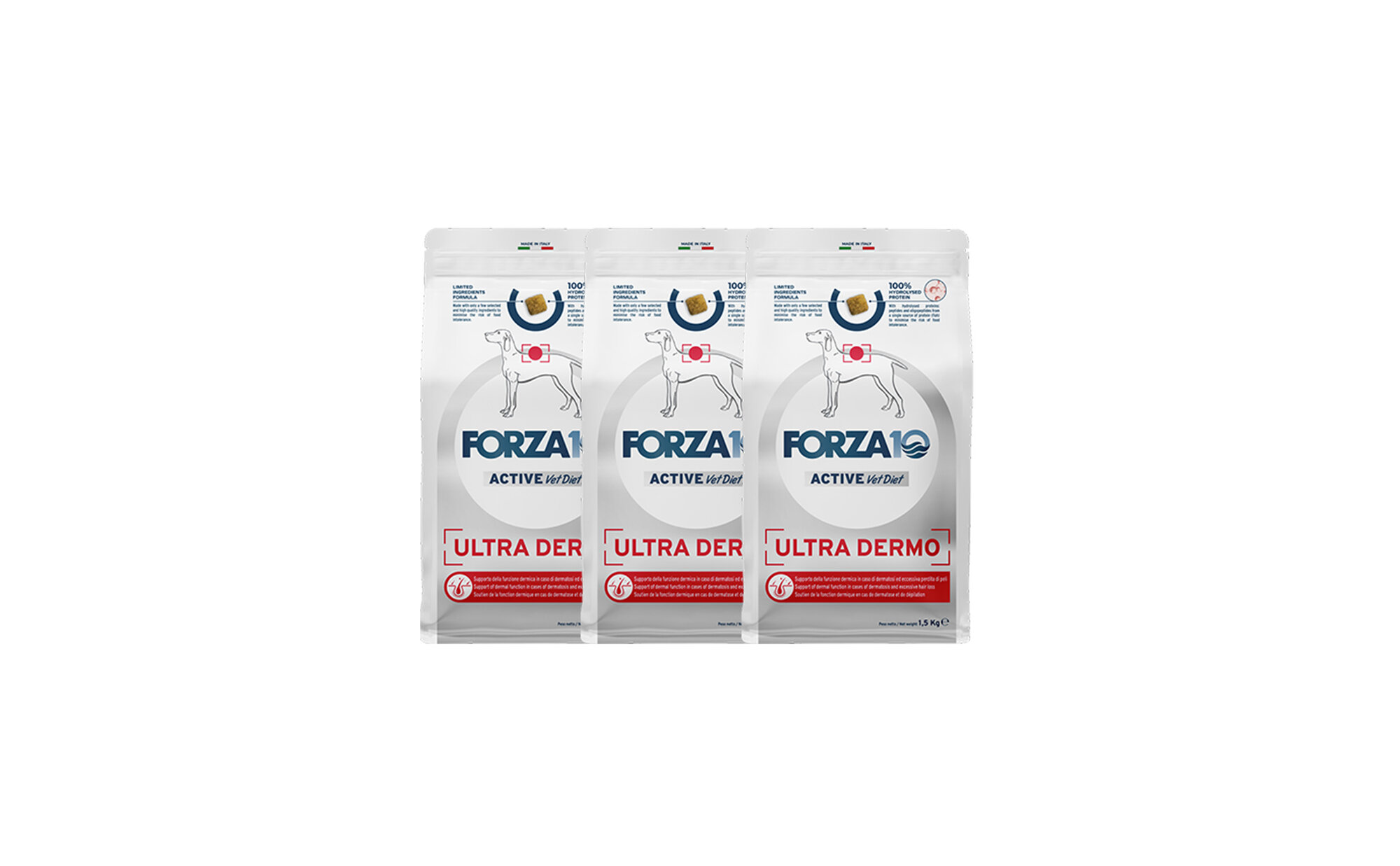 Forza10 Active Vet Diet Ultra Dermo сухой корм для собак всех пород с патологиями кожного покрова - 1,5 кг х 3 шт.