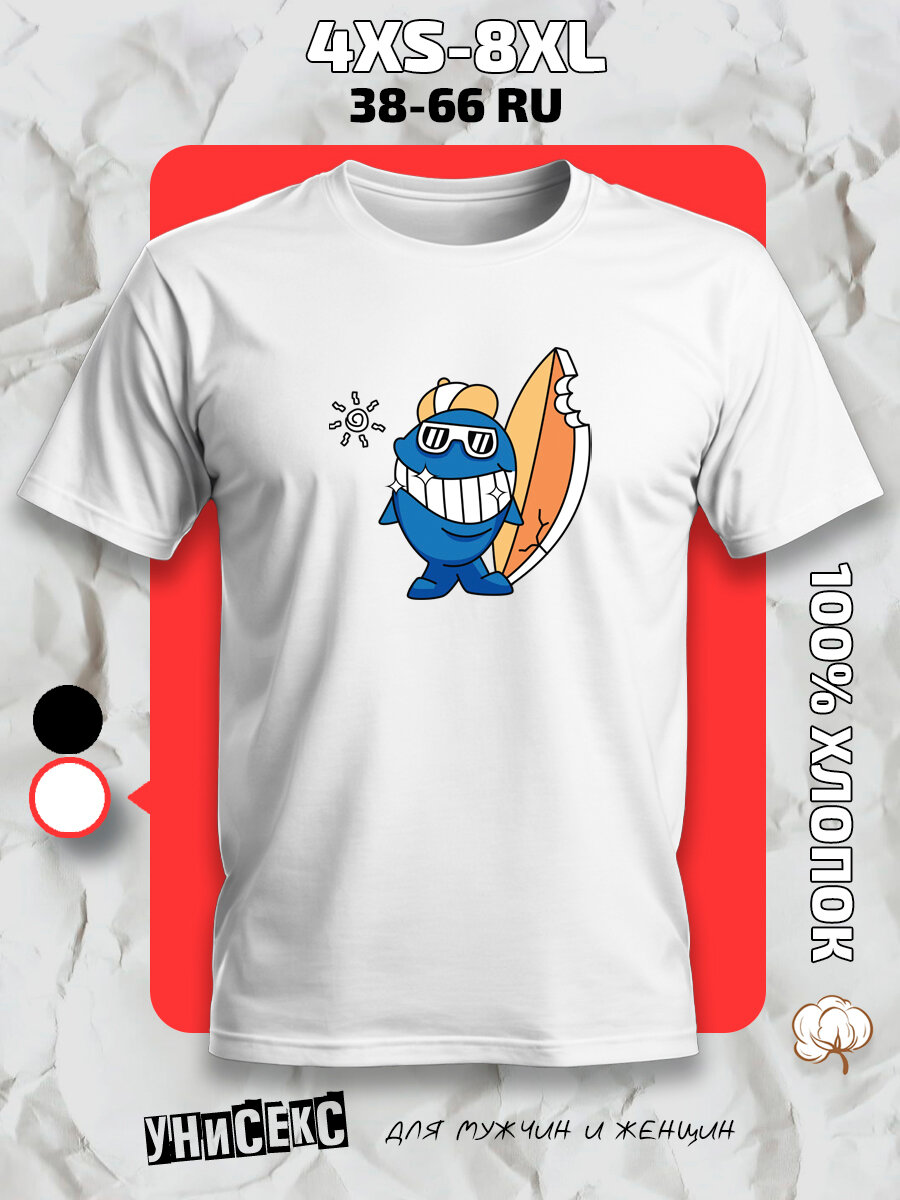 Футболка с принтом акулой серфинг