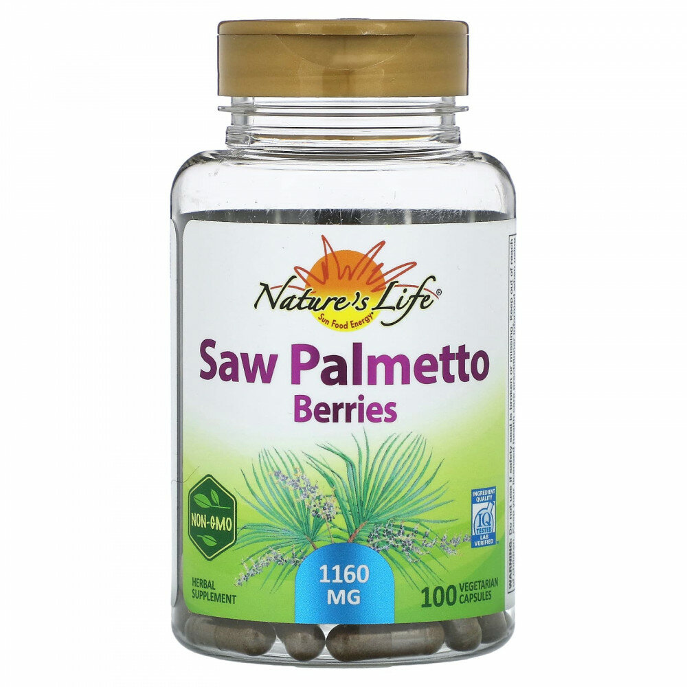 Nature's Life, Saw Palmetto, 100 вегетарианских капсул (580 мг на капсулу)