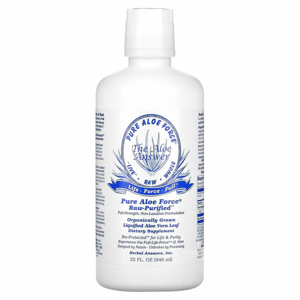 Herbal Answers, Pure Aloe Force®, Raw-Purified™, 946 мл (32 жидк. унции)